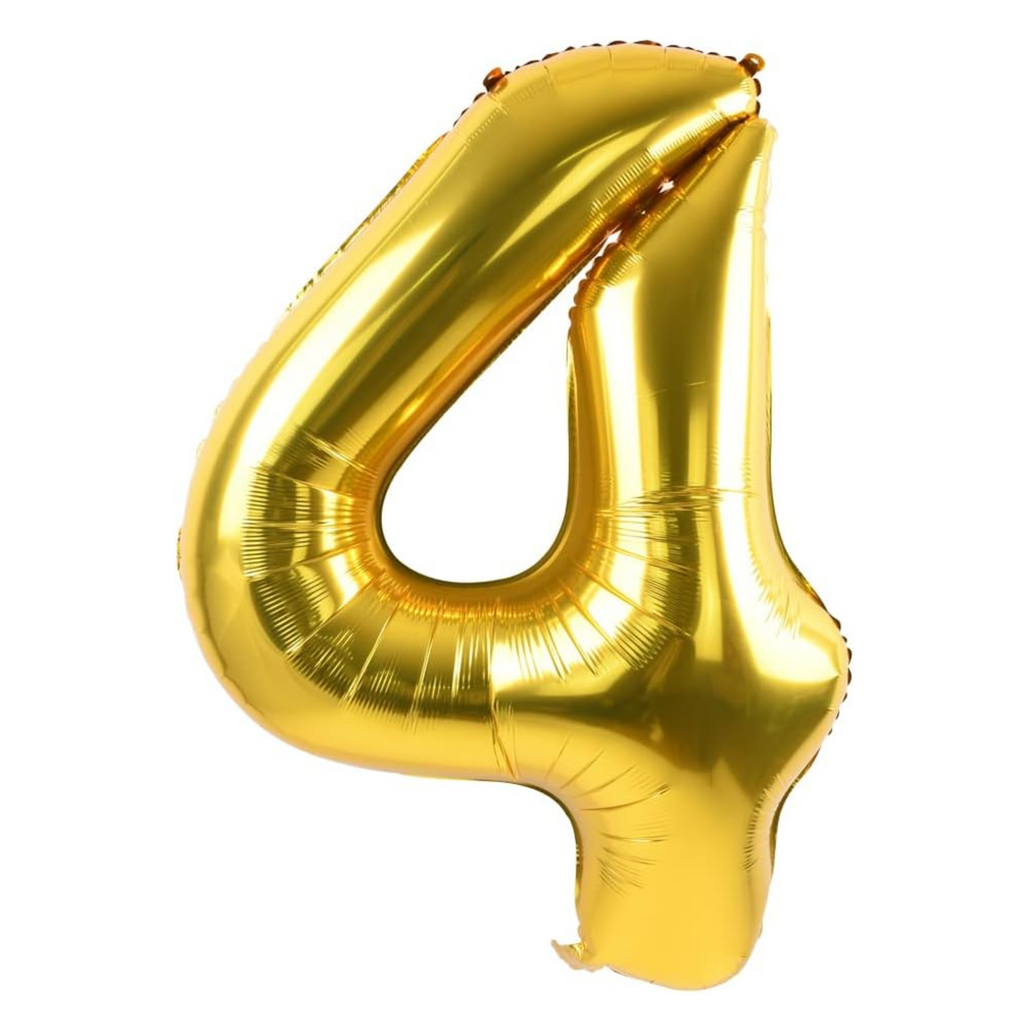 34" Number 4 Gold Helium Balloon