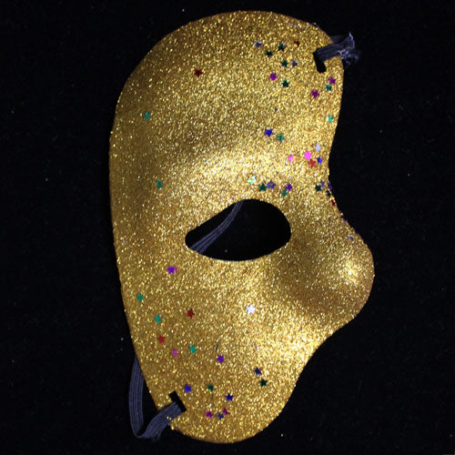 Gold 4'x7" Half Face Glitter Mask, (2)