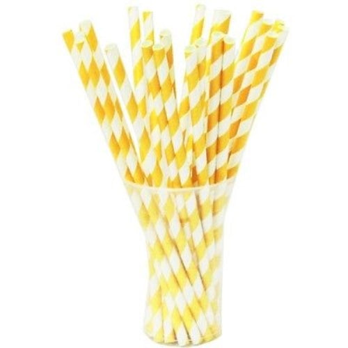 Yellow Paper Straws | Yellow Striped Straws