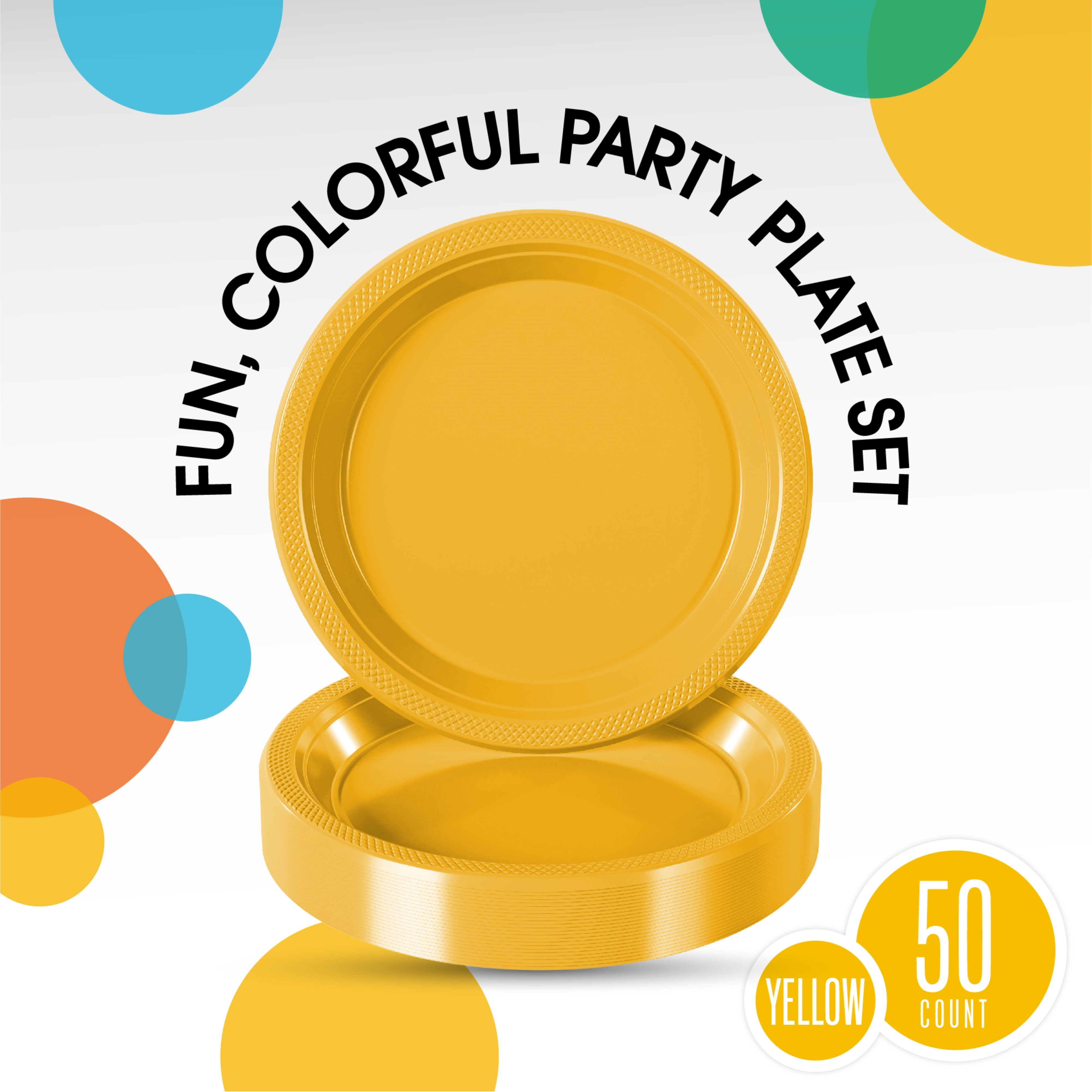 7 in. Yellow Plastic Plates - 50 Ct.