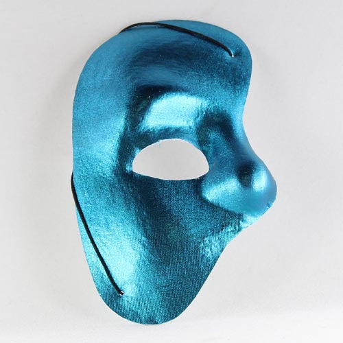 Turquoise Satin Partial-Face Mask For Parties